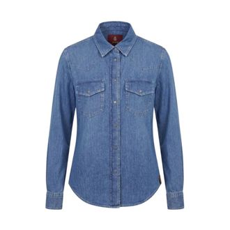 Dondup Chemise en denim rigide coupe droite - Femme - Blouses et Chemises - Bleu - Taille: 42 FR