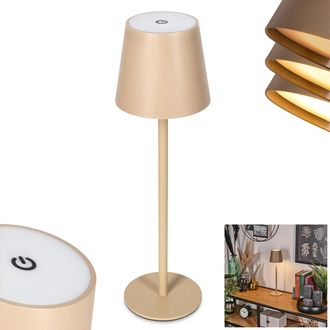 HOFSTEIN LED Tischleuchte Salgadinho, dimmbare Tischlampe aus Metall/Kunststoff in Beige/Weiß, Tischleuchte m. USB-C Anschluß, Akku, 3 Watt, 300Lumen, 3000 Kel