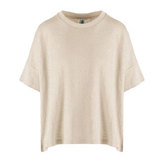 Bomboogie Femme, Tops, Beige, Taille: 40 FR T-shirt ample en jersey de lin