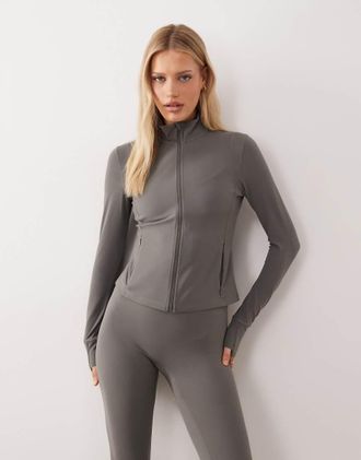 Arket Veste densemble zipp&eacute;e sans coutures en tissu doux - Gris