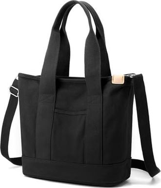 Generic Petit sac fourre-tout avec fermeture &eacute;clair, sac &agrave; bandouli&egrave;re multi-poches en toile, sac &agrave; bandouli&egrave;re, cartable, sac &agrave; bandouli&egrave;re 2025, Noir, 9.06 