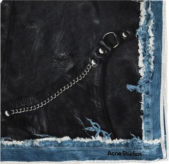 Acne Studios unisex, Accessoires, Bleu, Taille: ONE Size Foulard en soie imprim&eacute;e