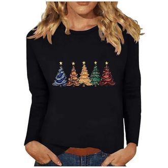 Generic Hauts de Noël pour femmes à col rond - Pull de Noël à manches longues - Élégant et décontracté - Imprimé de Noël - Tunique pour les fêtes de fin danné