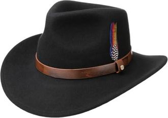 Stetson Chapeau en Feutre Oklahoma Western Homme - Outdoor de Rodeo avec Bandeau Cuir Automne Ete Printemps Hiver Printemps-ete - XL (60-61 cm) Noir