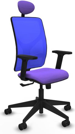 Piqueras y Crespo Drehstuhl mit 2D-Armlehnen, h&ouml;henverstellbarer Lendenwirbelst&uuml;tze und festem Kopfteil, ausgestattet mit Sincro 3 Positionen und Schneideschaum, Blau/L