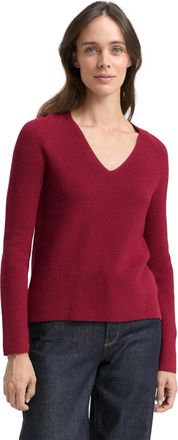 Tom Tailor Damen 1049719 Strickpullover Mit V-Ausschnitt, 10361 - Rumba Red, XL EU