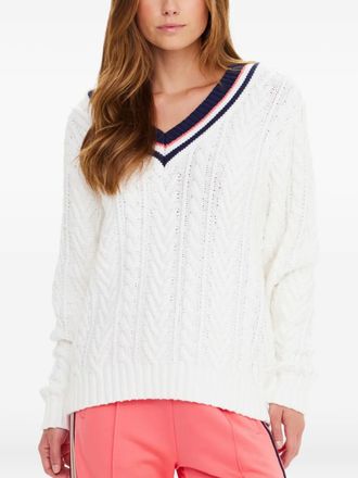 The Upside pull en maille torsadée Espada Louie à col v - Tons neutres