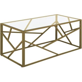 Beliani Beliani - Table Basse Rectangulaire avec Plateau en Verre et Cadre en Métal Doré au Style Moderne et Glamour