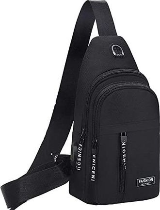 Generic Gilet d&eacute;contract&eacute; en toile v&eacute;ritable peau de mouton et cuir de vachette pour moto, sac en toile avec sac fourre-tout USB pour femme, Noir, Taille uniq