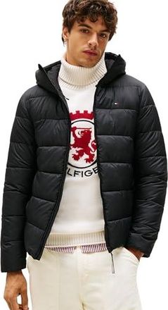 Tommy Hilfiger Veste Matelass&eacute;e Homme Mid Weight avec Capuche, Noir (Black), M