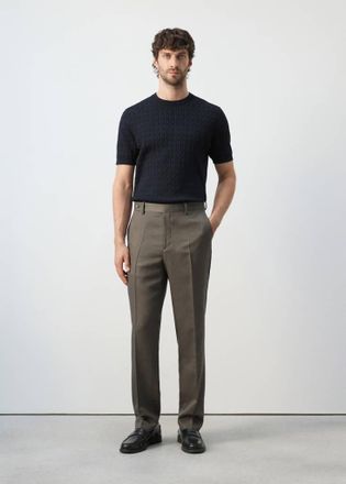 Mango Pantalon slim-fit Lyocell lin marron moyen - Homme - 38 - MANGO MAN