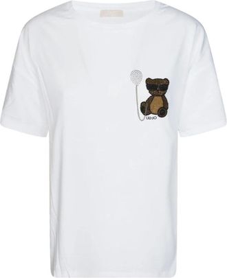 Liu Jo Femme, Tops, Blanc, Taille: 42 FR T-shirt en coton avec imprim&eacute;