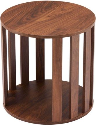Oviala Table basse effet bois ronde diam 50 cm bois fonc&eacute;