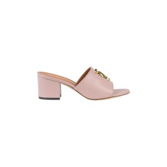 Via Roma 15 Pinke Ledersandalen mit Metall-Logo - - Shoes - Damen - Rosa - 40 EU