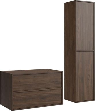Badplaats Badezimmerm&ouml;bel Waschbeckenunterschrank Mali 80 cm - Walnuss Bra