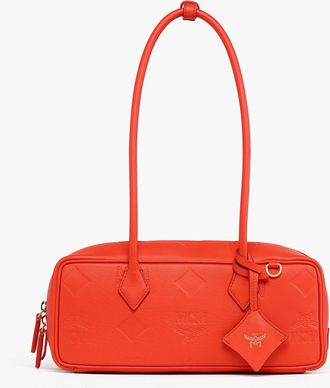 MCM Aren Schultertasche aus Leder mit Maxi-Monogramm