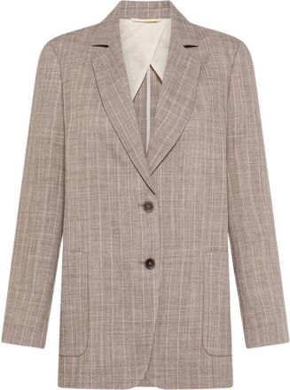 Seventy Femme, Vestes, Gris, Taille: 34 FR Blazer gessato en m&eacute;lange de lin