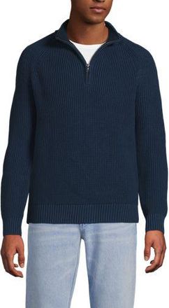 Lands End DRIFTER Pullover mit Rei&szlig;verschluss, Herren, Gr&ouml;&szlig;e:48-50 regular, Blau, Baumwolle, by Lands End