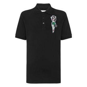 Philipp Plein Homme, Tops, Noir, Taille: S Polo Slim Fit SS Hawaii