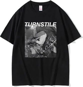 Biyan Turnstile-Glow-on-Graphic-Tshirt-Turnstile-Step-to-Rhythm-T-Shirt-Men-Women-Art-Aesthetic-Short Black XL