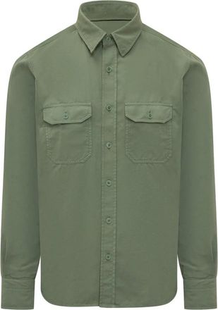 Tom Ford Homme, Chemises, Vert, Taille: 3XL Cotton Silk Faille Military Shirt