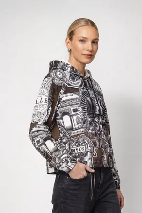 Monari Sweatshirt Sweatshirt Emblem allover Regular fit mit Kapuze