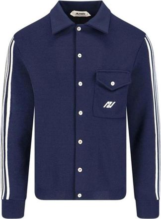 Autry Homme, Pulls, Bleu, Taille: S Side Stripe Cardigan