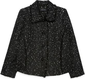 Fiorella Rubino Femme, Vestes, Noir, Taille: 52 FR Veste &agrave; Sequins avec D&eacute;tails Effiloch&eacute;s