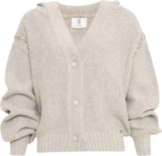 Fracomina Cardigan Regular en Laine - Femme - Pulls - Beige - Taille: 38 FR
