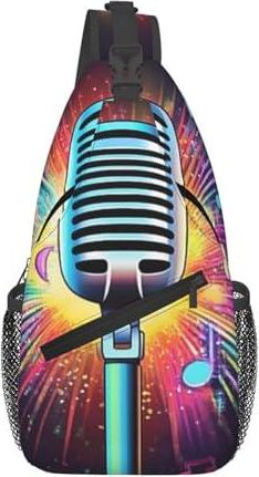 Generic Sac &agrave; bandouli&egrave;re color&eacute; r&eacute;tro avec microphones - Sac &agrave; dos de voyage pour homme - Sac &agrave; dos de randonn&eacute;e