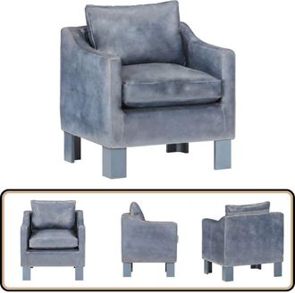vidaXL Sessel Grau Echtleder - Ledersessel - Armlehnstuhl - Lounge Chair - Wohnzimmersessel - Clubsessel