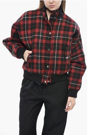 Dior Tartan-Pattern Virgin Wool Bomber Jacket with Removable Lini size 42