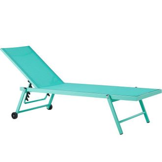 Beliani Chaise Longue Transat de Jardin Inclinable en Aluminium avec Assise en Textile Turquoise Design Solide et Résistant pour Jardin ou Terrasse