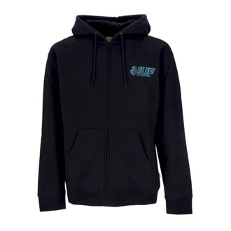 HUF Schwarzer Hoodie mit Rei&szlig;verschluss und Kapuze - - Sweatshirts & Hoodies - Herren - Schwarzk - L