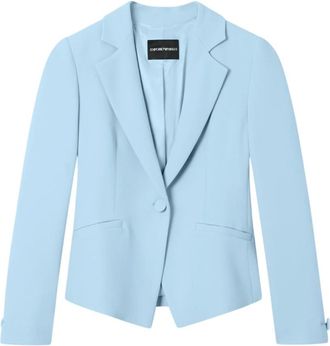 Emporio Armani Femme, Vestes, Bleu, Taille: 42 FR Veste en cr&ecirc;pe Cady avec revers