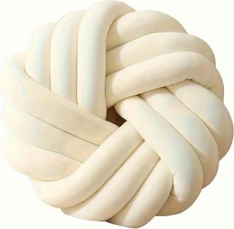 Generic Weiches, rundes, geknotetes Samtkissen-Weiss-35x35x12cm