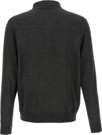Kiton Half-Zip Wool Polo Shirt - Gray