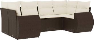 vidaXL Vidaxl - Set Divano Da Giardino 6 Pz Con Cuscini Marrone In Polyrattan
