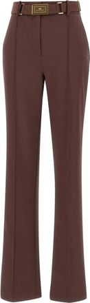 Elisabetta Franchi Femme, Pantalons, Brun, Taille: 40 FR Wide Pantalons