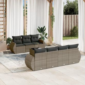 vidaXL Vidaxl - Set Divano Da Giardino 8 Pz Con Cuscini Grigio In Polyrattan