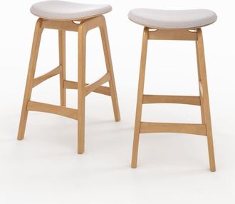 Rendez-Vous D&eacute;co Lot de 2 tabourets pour &icirc;lot central 65,5 cm en bois et tissu beige - JUDE