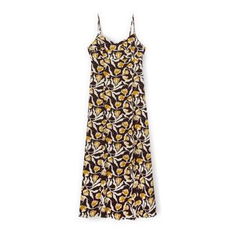 Motivi Langes Viskosekleid mit Print - - Dresses - Damen - Braun - 2XS