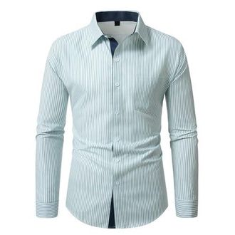 Generico Chemise d&eacute;t&eacute; d&eacute;contract&eacute;e &agrave; rayures pour homme sans repassage avec boutons, Vert menthe, XS
