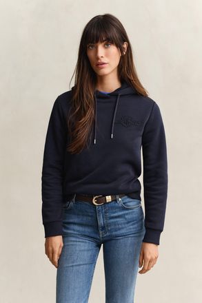 GANT Damen Tonal Shield Hoodie (XXXL) EVENING Blau