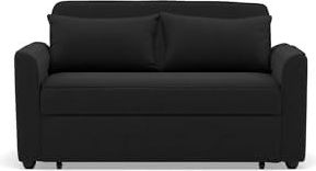 Best Mobilier Ernest - Canap&eacute; Droit 2 Places Convertible en Velours c&ocirc;tel&eacute;, Noir