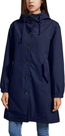 ORANDESIGNE Manteaux Imperméables Femme avec Capuche Veste de Pluie Manches Longues Coupe-Vent Raincoat pour Voyage Camping Extérieure à Capuche Trench-Coats Long