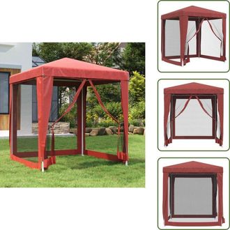 vidaXL Vidaxl - Tente de f&ecirc;te avec 4 parois lat&eacute;rales en maille Rouge 2x2m pehd - Tents De Fete - Abri Solaire - Tonnelles Exterieures - Chapiteau Pliable