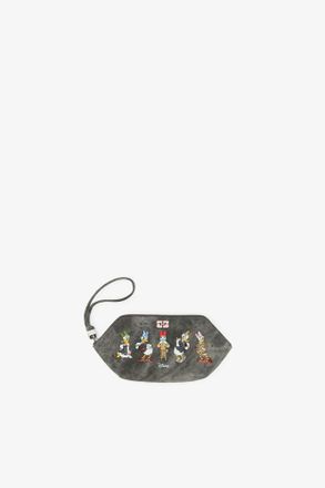 Ganni Gewaschenes Make-up-Etui mit Daisy-Duck-Print schwarz