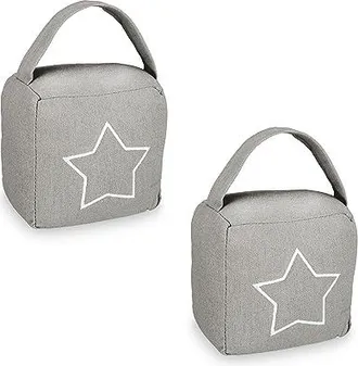 Relaxdays Türstopper, 2er Set, Stern-Motiv, H x B x T: 13 x 13 x 8,5 cm, Zuschlagbremse freistehend, mit Griff, Farbwahl, Grau/Weiß