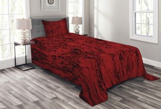 Abakuhaus Rot und Schwarz Tagesdecke Set, Grungy Zusammenfassung, Set mit Kissenbez&uuml;gen Waschbar, f&uuml;r Einzelbetten 170 x 220 cm,Schwarz Rot
